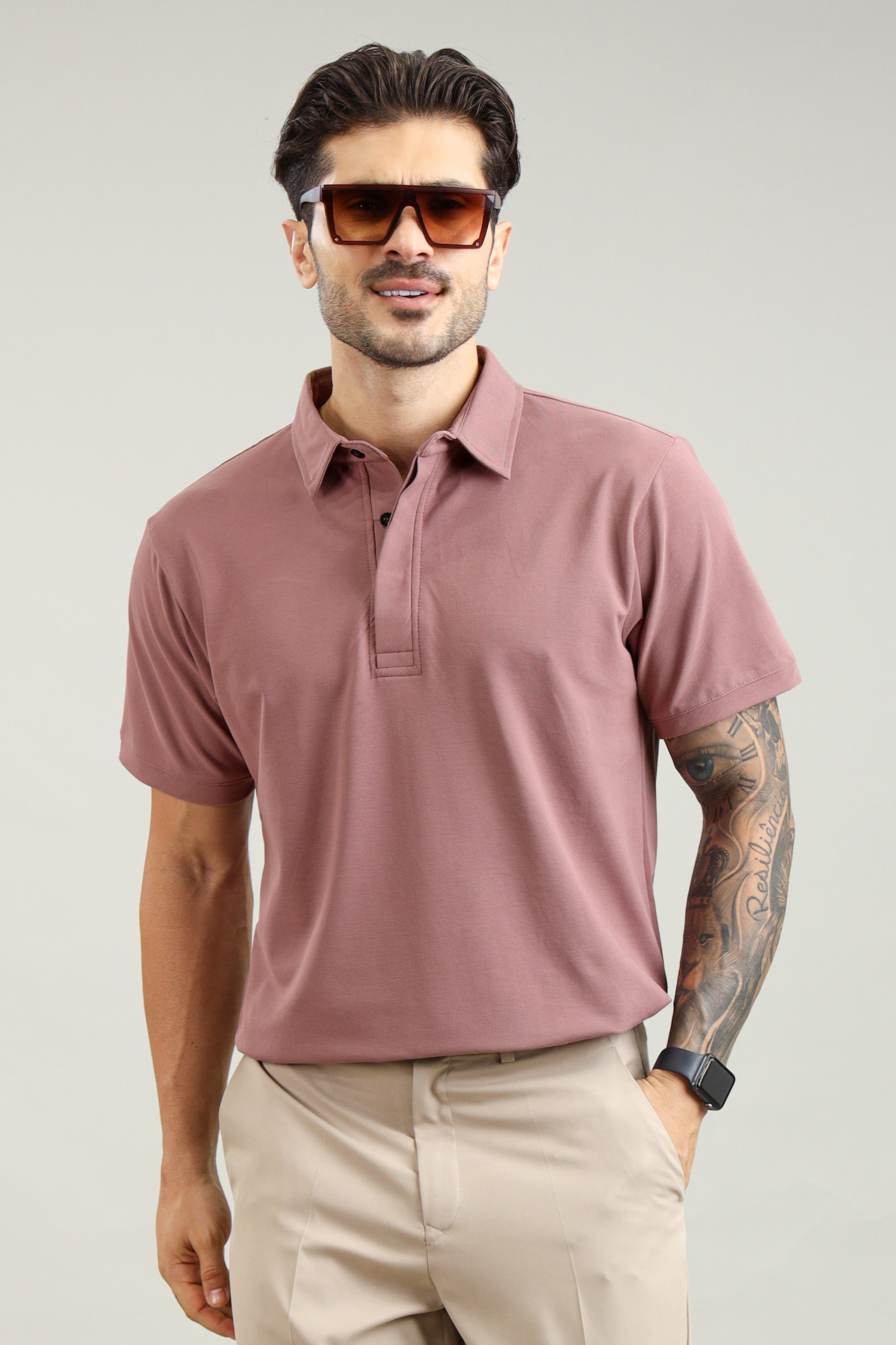 Men's Purple Hidden Placket Polo T-Shirt – neofaa.com