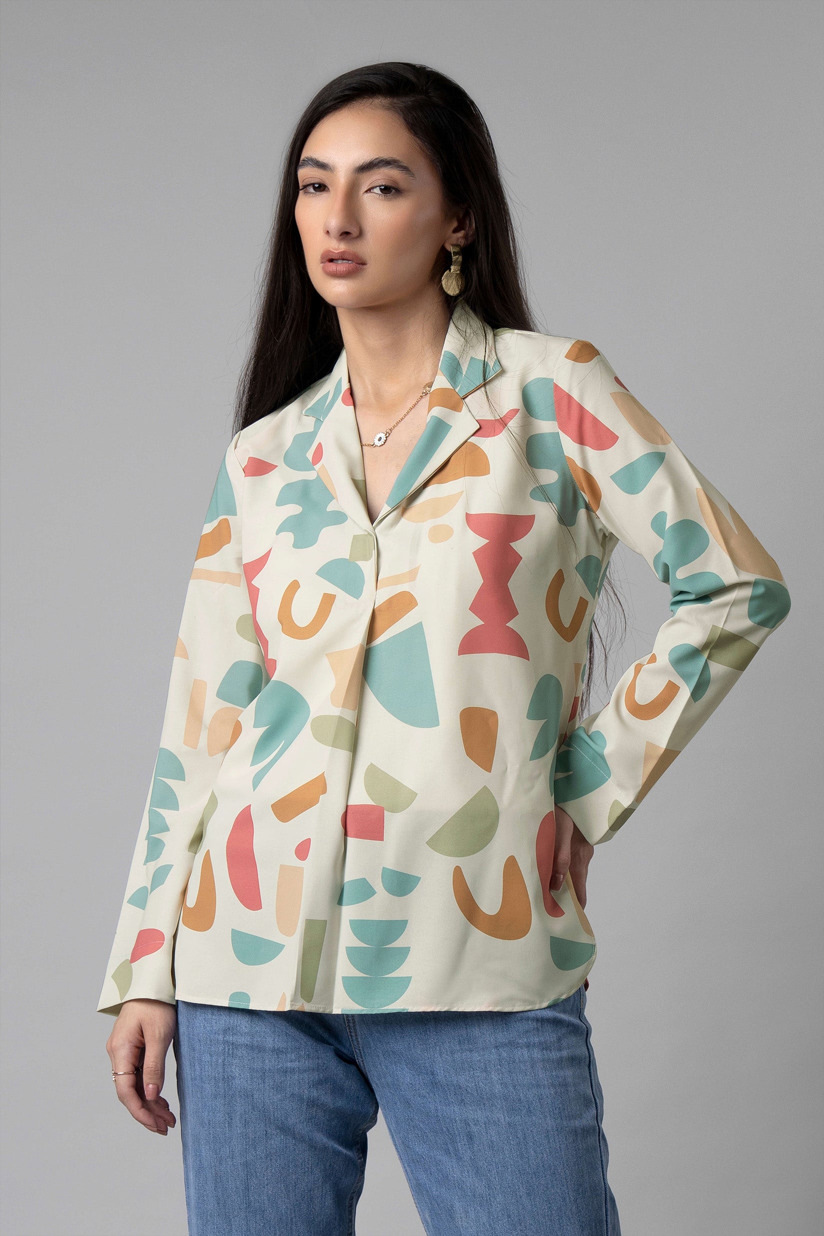 Abstract Notched Collar Top – neofaa.com